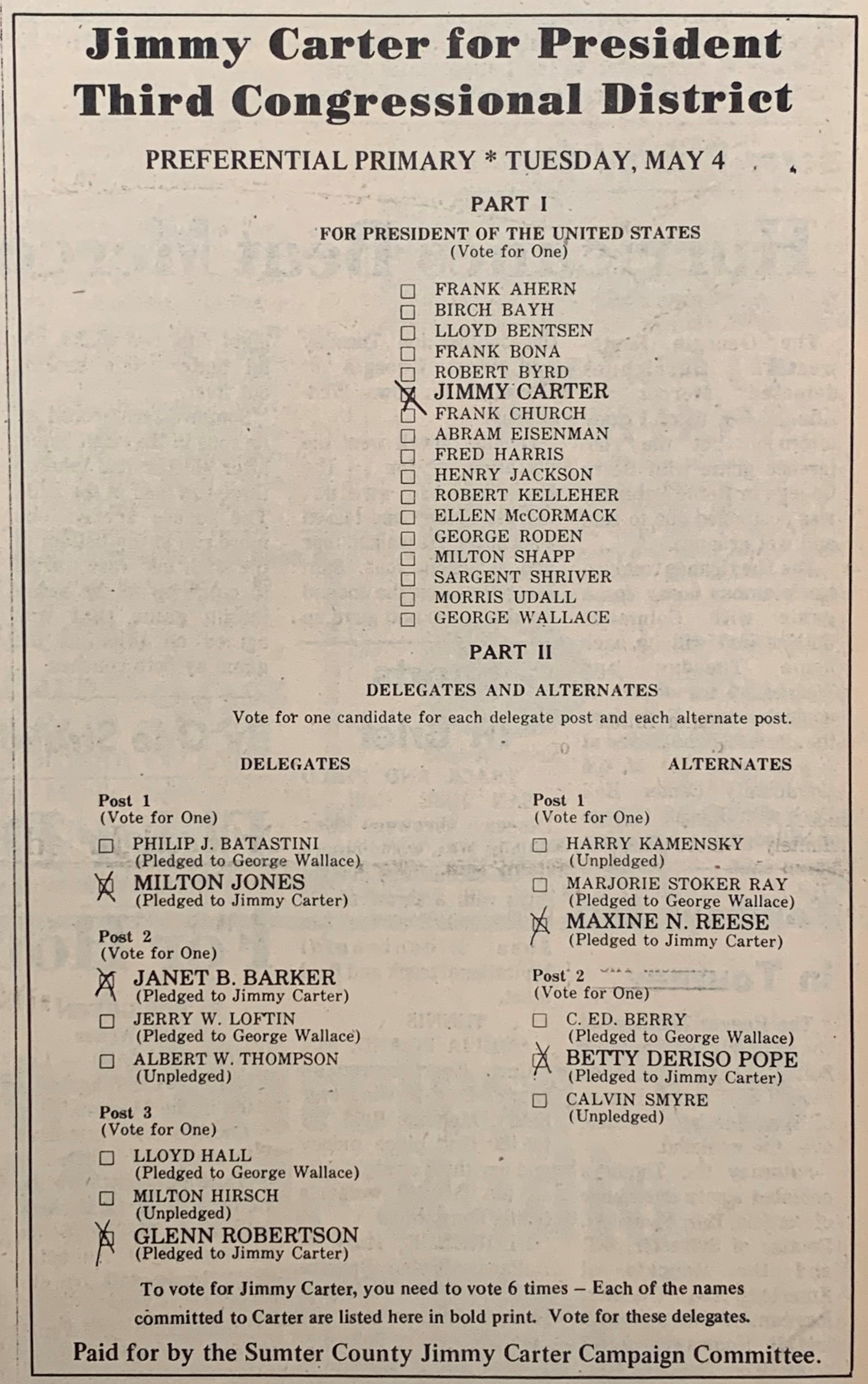 Jimmy Carter's 1976 Campaign for the Democratic Presidential Nomination ...