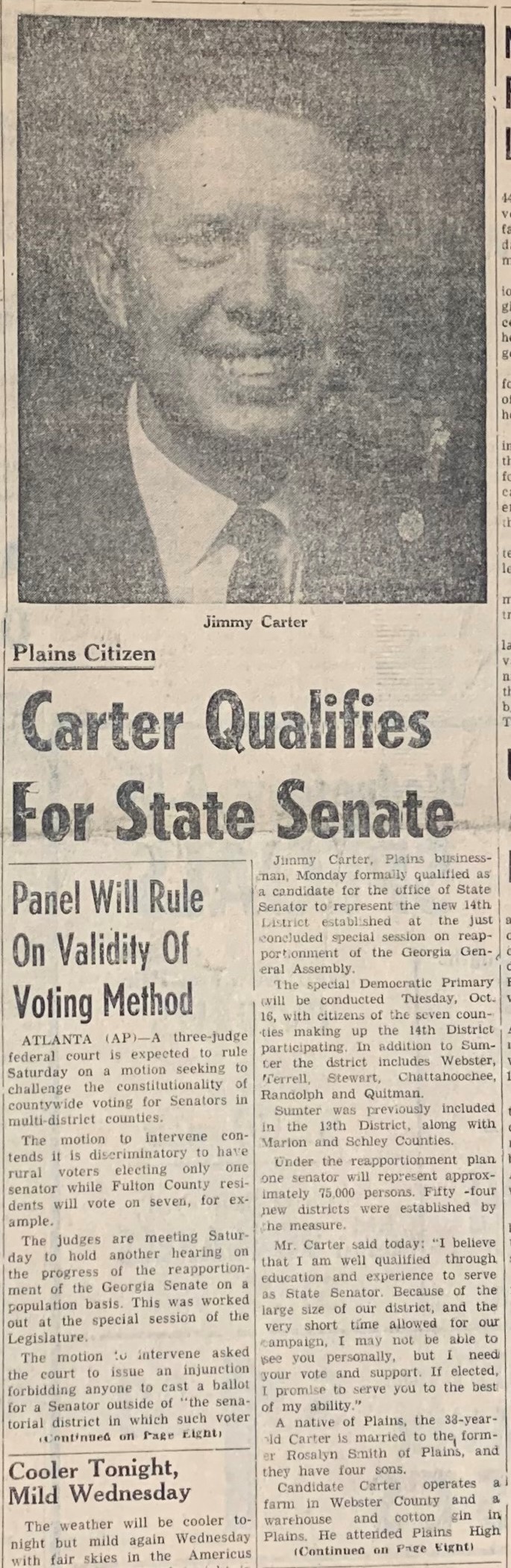Jimmy Carter and the Georgia State Senate | Americus Times-Recorder